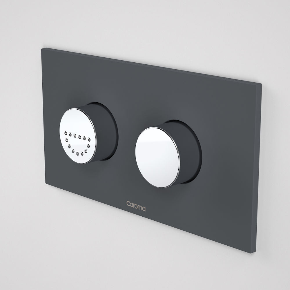 Caroma Invisi Series II® Round Dual Flush Plate & Raised Care Buttons ...