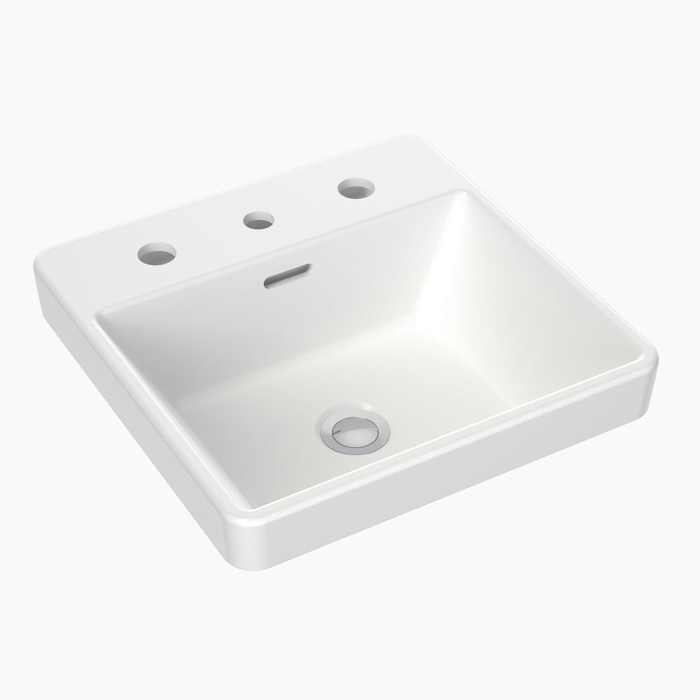 Clark Square Inset Basin with Tap Landing 400mm (3 Tap Hole) - CL40013 ...