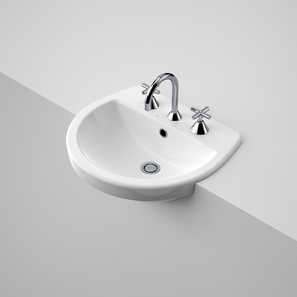 Caroma Cosmo Semi Recessed Basin - 3TH - 864035W – Getstuff.com.au