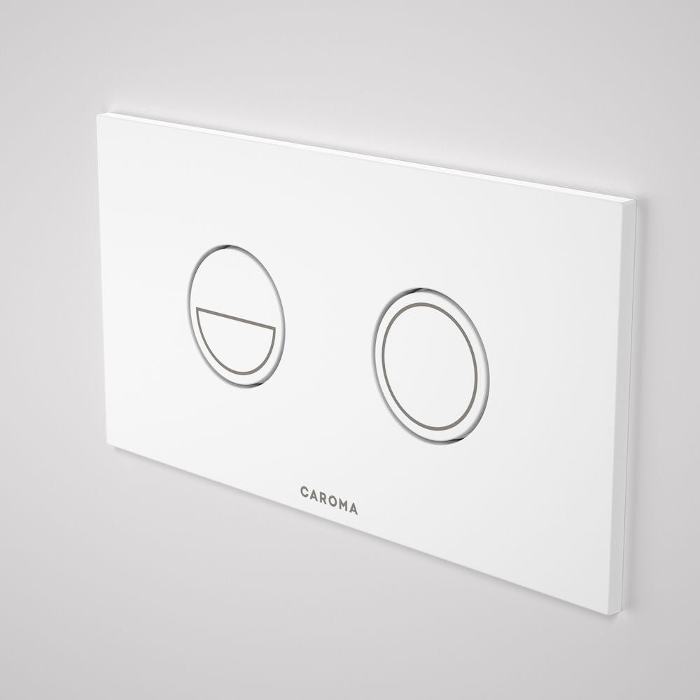 Caroma Invisi Series II® Round Dual Flush Plate & Buttons (Metal) White ...